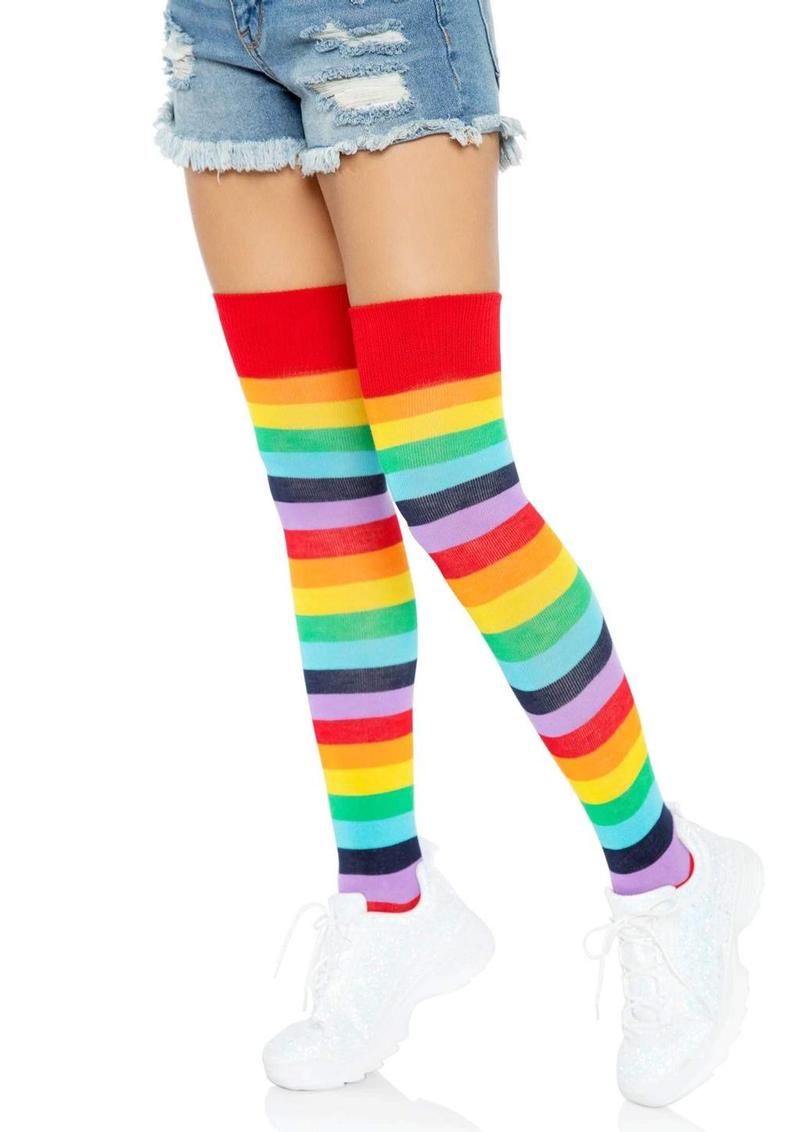 Leg Avenue Lycra Acrylic Rainbow Thigh High – Fantasy Fun Factory