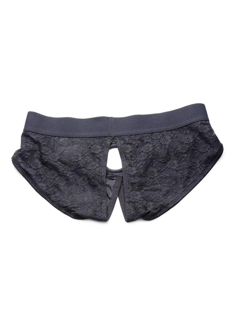 Strap U Lace Envy Black Crotchless Panty Harness – Fantasy Fun Factory