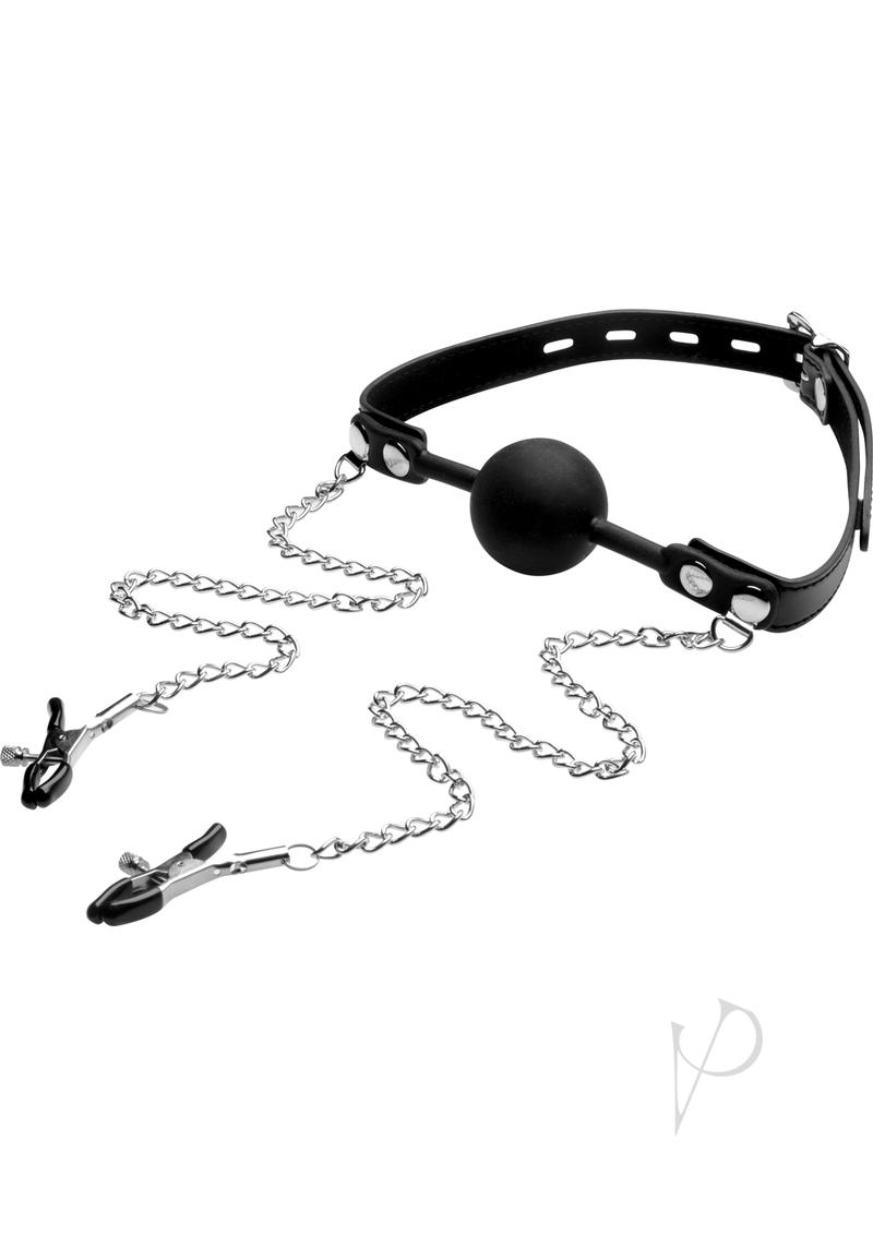 Strict Silicone Ball Gag with Nipple Clamps – Fantasy Fun Factory