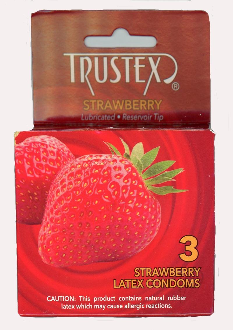 Trustex Lubricated Reservoir Tip Flavored Latex Condom Strawberry ...